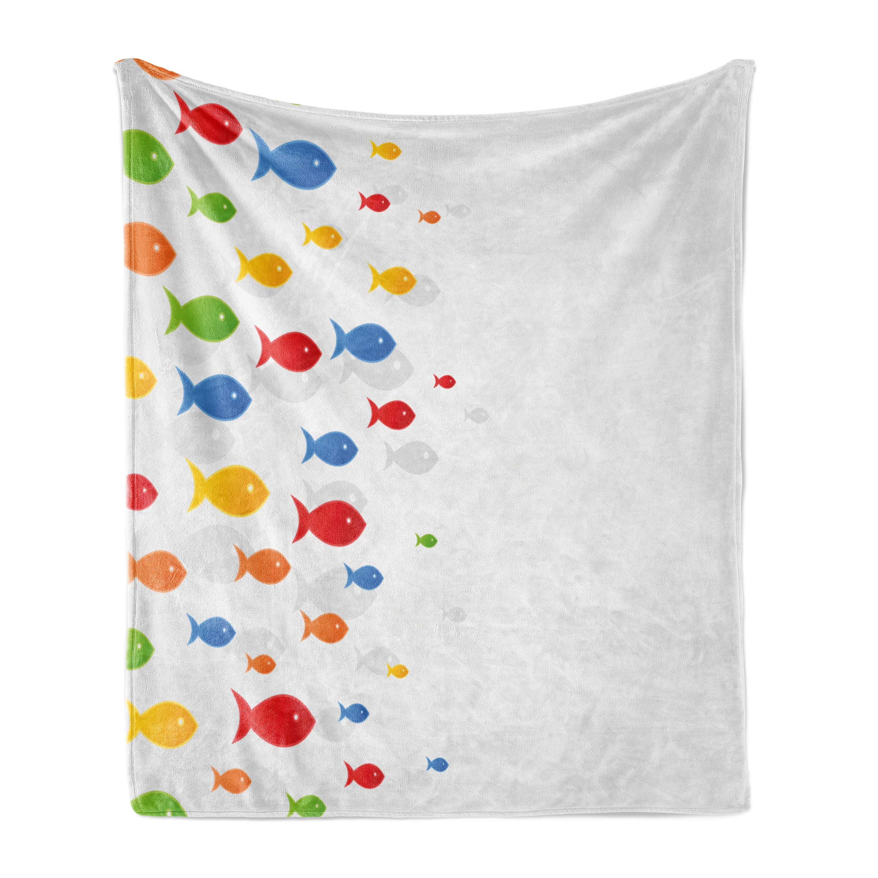 Fish Soft Flannel Fleece Throw Blanket, Types of Colored Fishes Floats ...