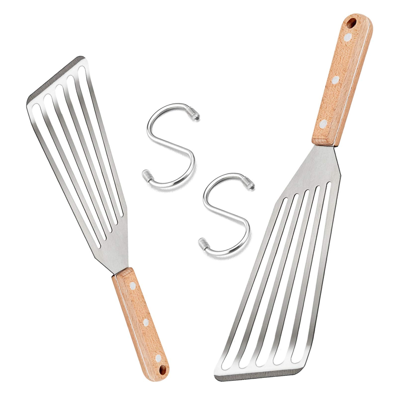 Fish Spatula Set Of 2, Stainless Steel Slotted Spatula Turner With ...