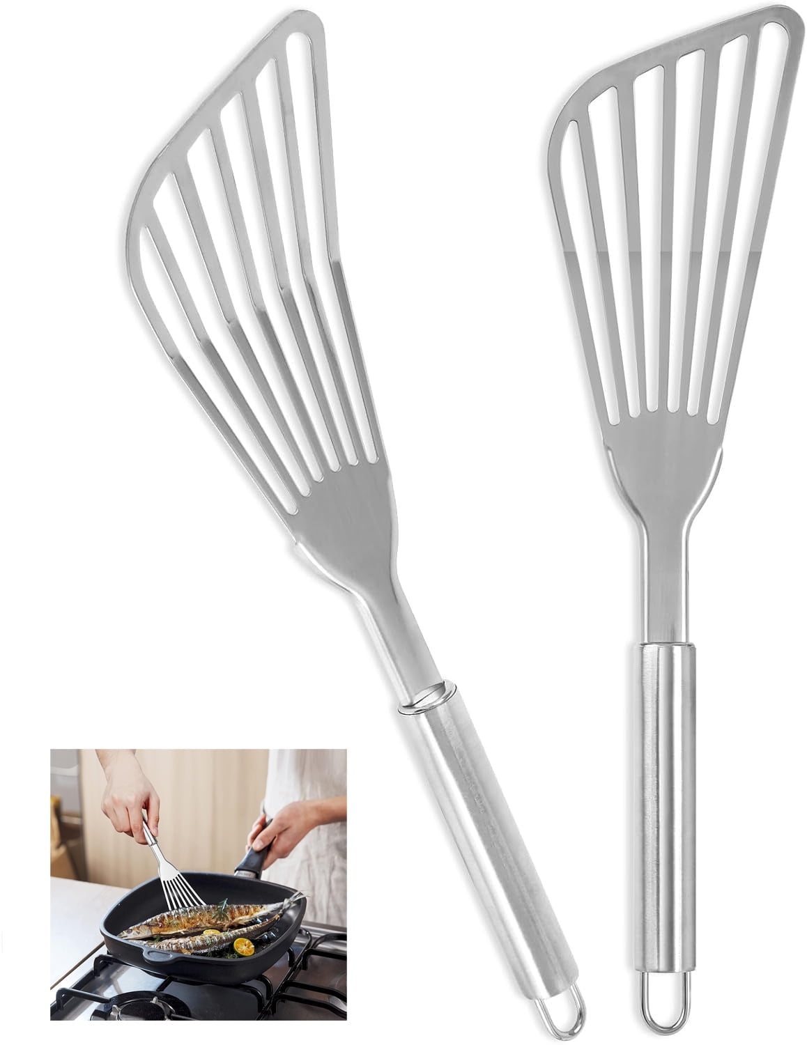 Fish Spatula Stainless Steel , 2 Pack Fish Turner Spatula,Metal Spatula ...