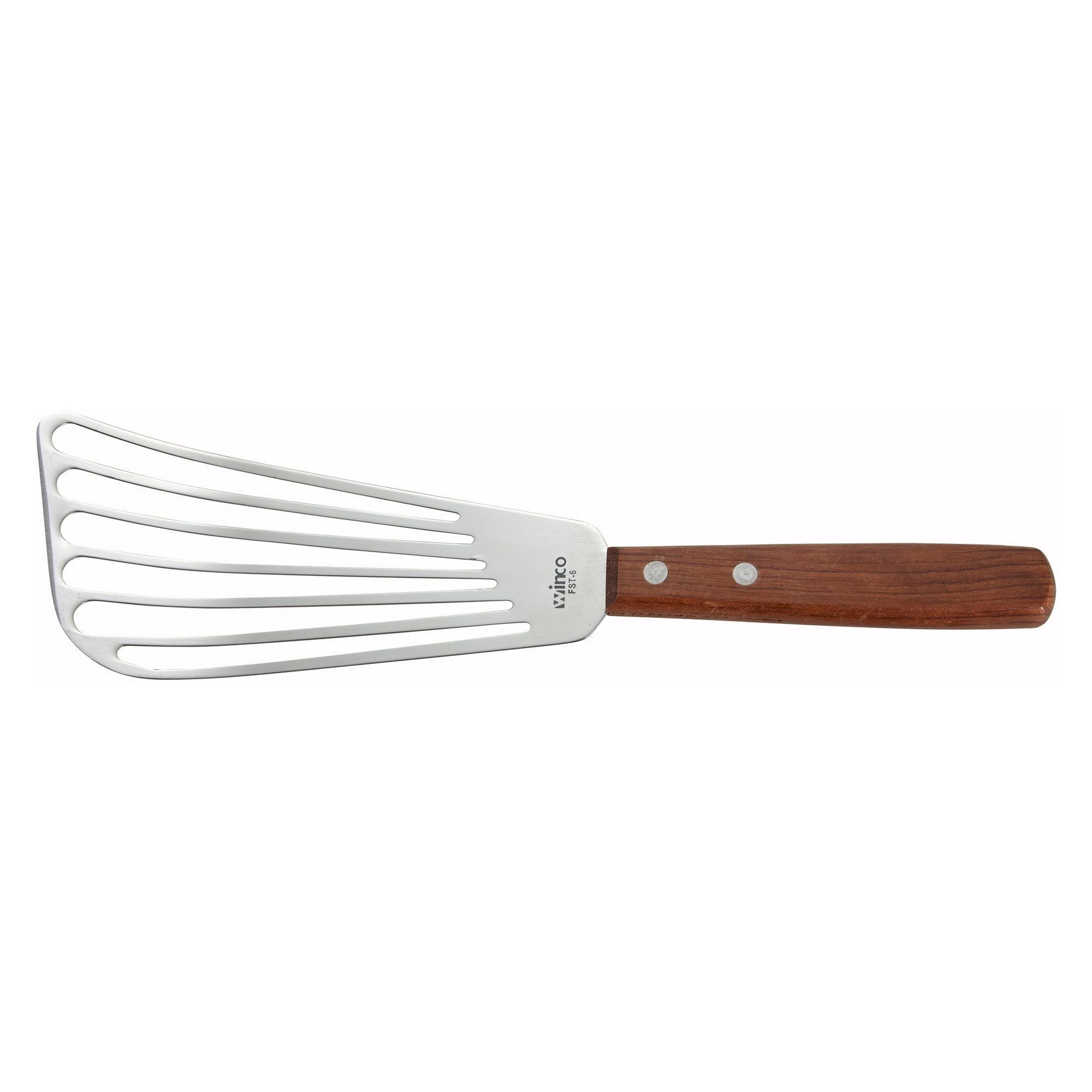 Winco Fish Spatula, Wooden Handle, 6.5" Stainless Steel Blade ...