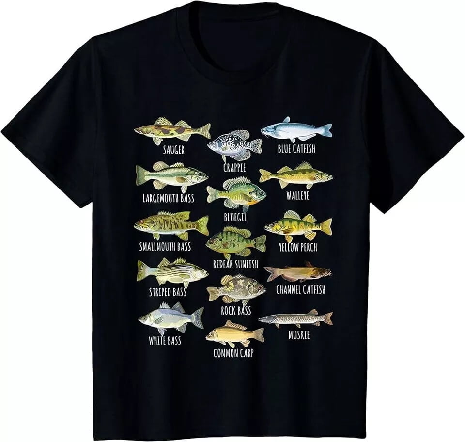 Fish Species Biology Types Of Freshwater Fish Fishing T-Shirt - Walmart.com
