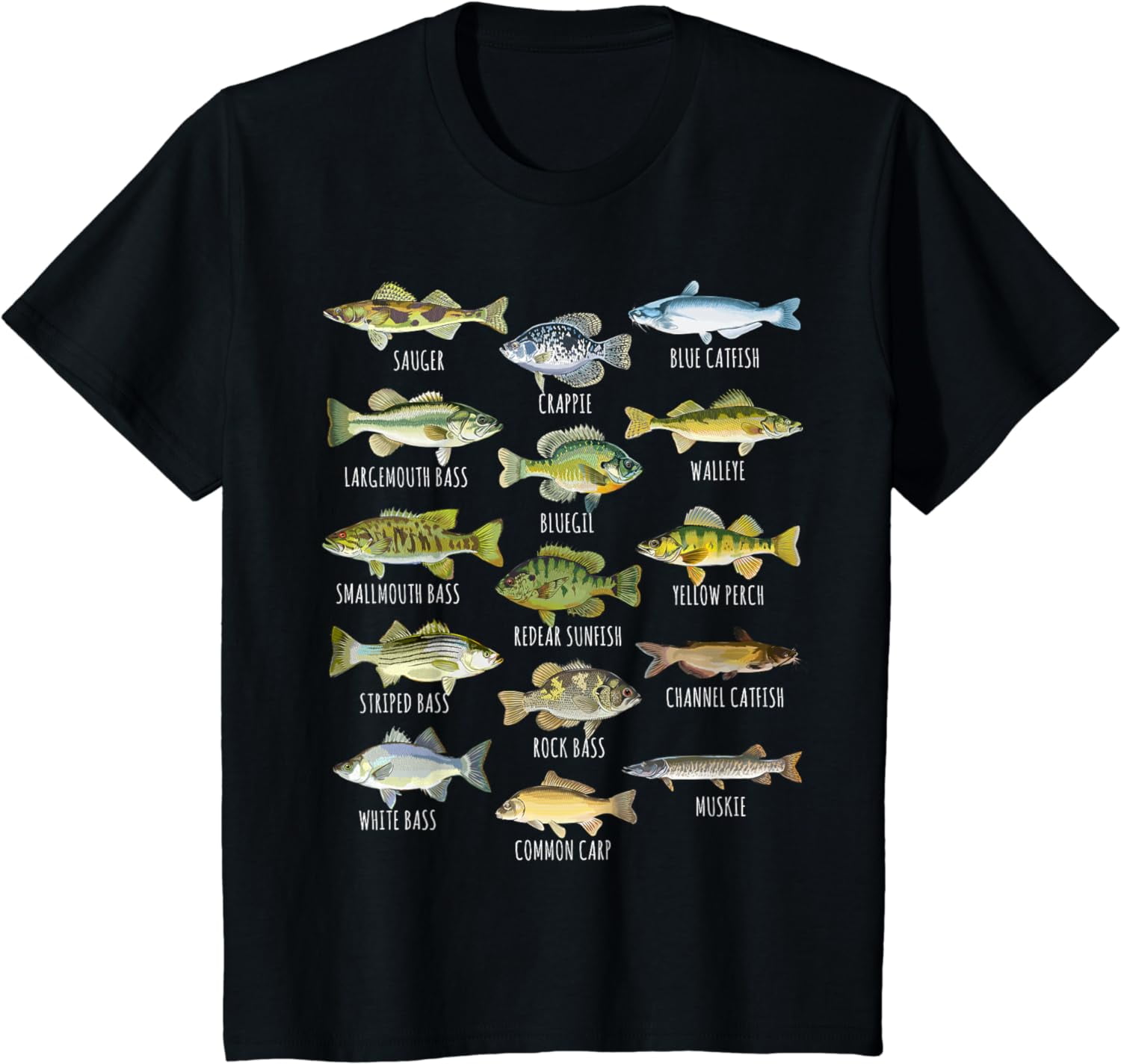 Fish Species Biology Types Of Freshwater Fish Fishing T-Shirt - Walmart.com