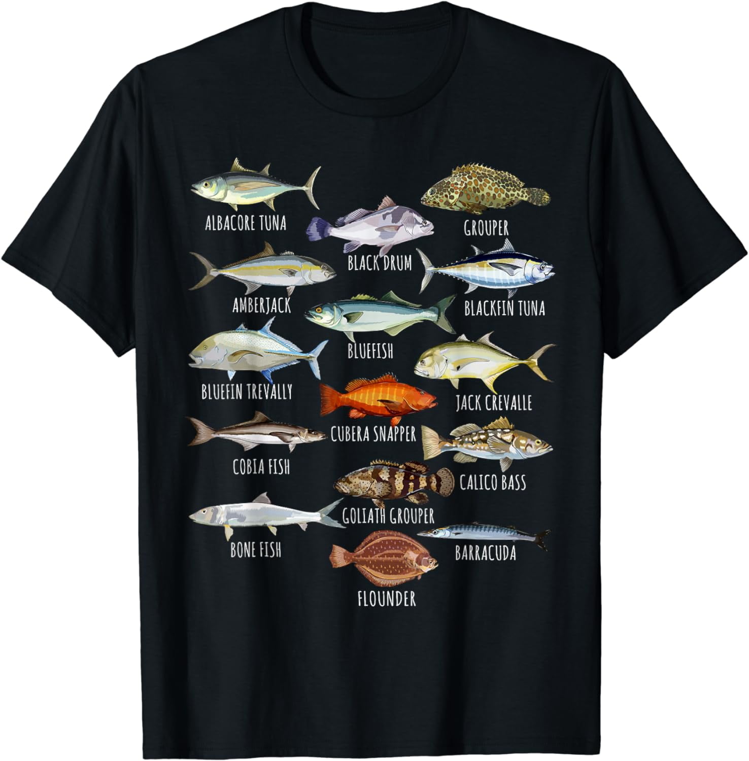 Fish Species Biology Types Of Saltwater Fish Fishing T-Shirt - Walmart.com