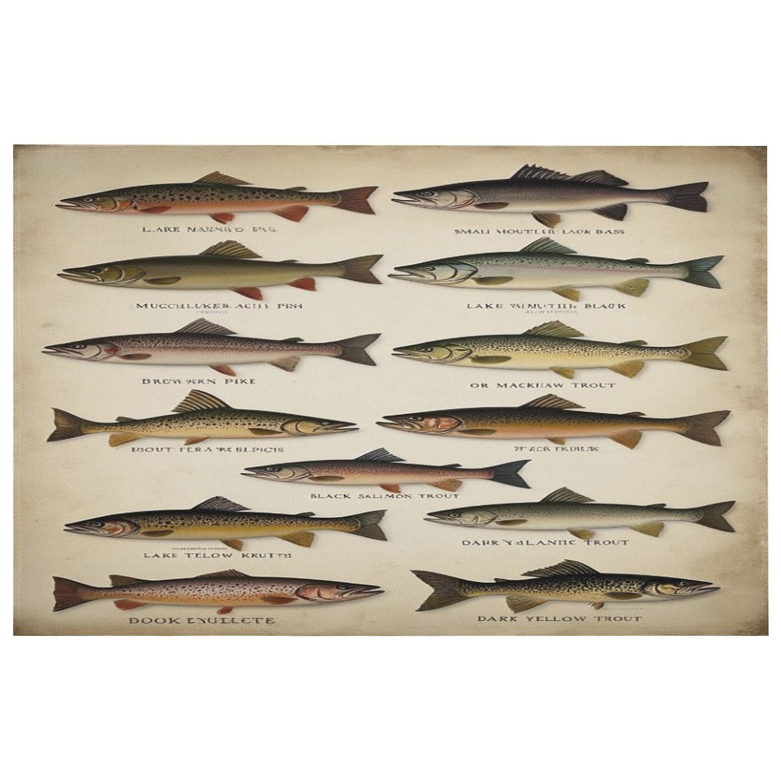 Fish Species Chart Adult Home Decor Bedroom Living Room Crystal Velvet ...