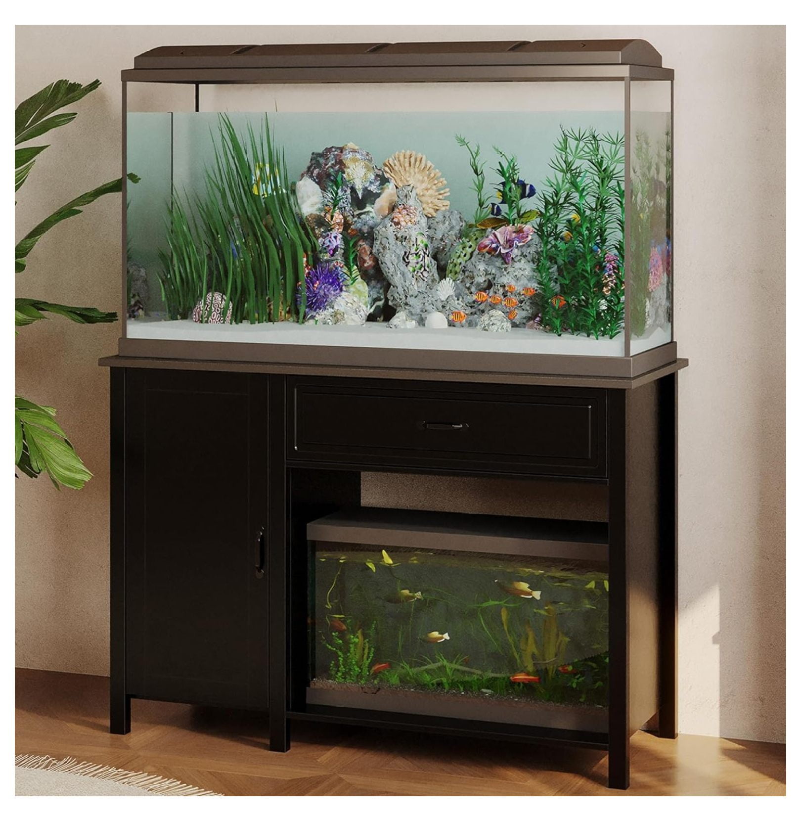 Fish Stand - Heavy Duty Wooden Aquarium Stand with Storage Cabinet for ...