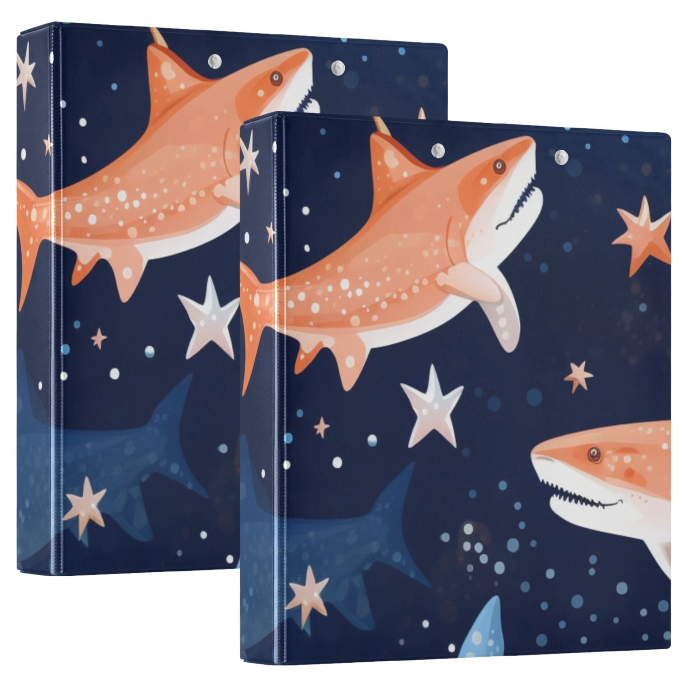 Fish Stars 3 Ring Binders 1.5 inch Hardcover File Folders with Interior ...