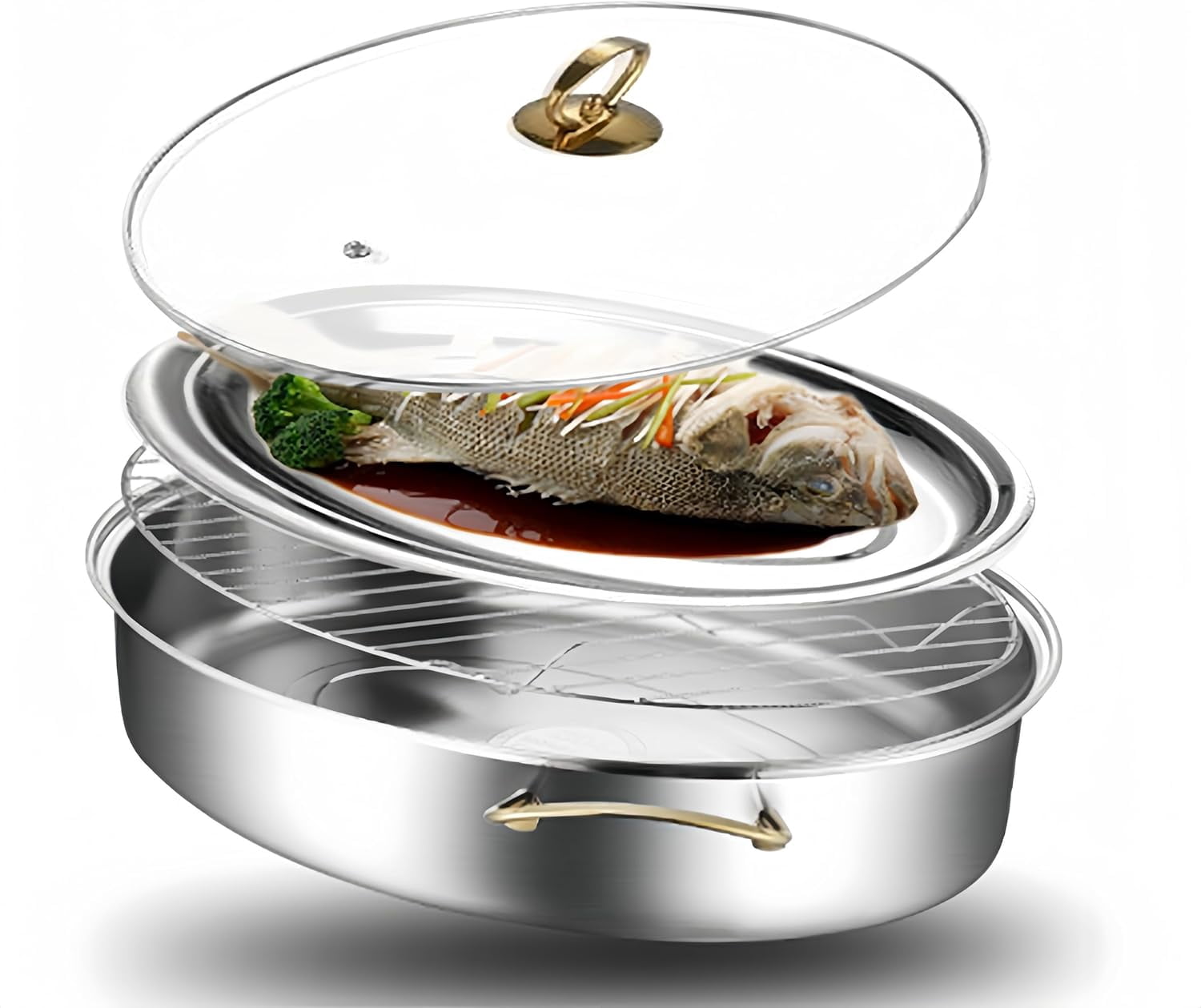 Fish Steamer Pot for Cooking: 304 Stainless Steel Stock Pot Cooking ...