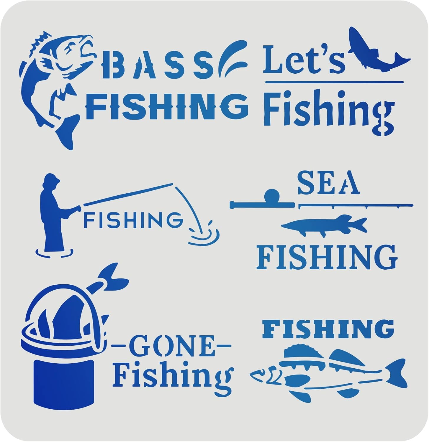 Fish Stencil Bass Fishing Stencil Template 11.8x11.8 inch Gone Fishing ...