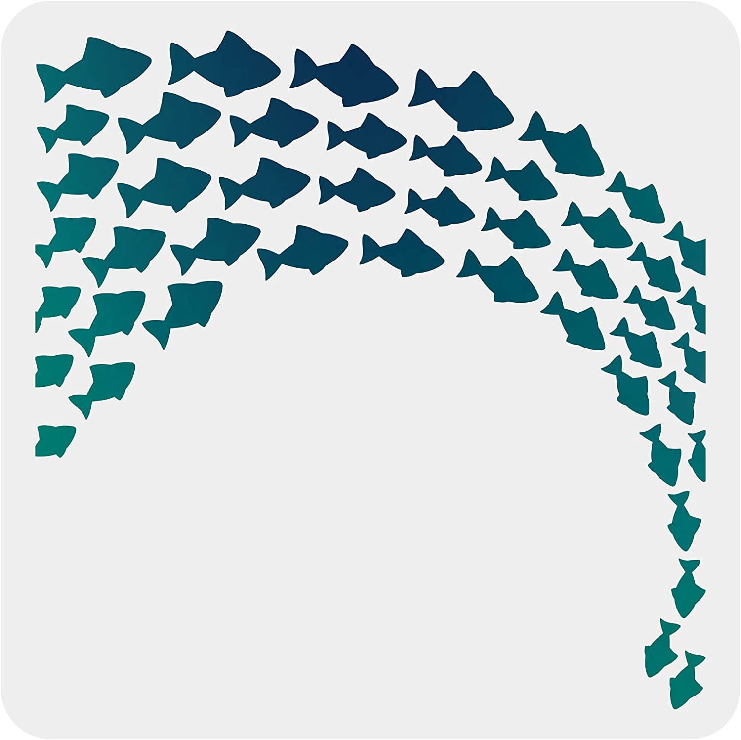 Fish Stencil Template 12"x12" Large School of Fish Stencil Reusable DIY ...