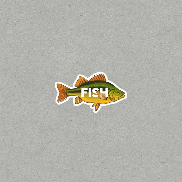 Fish Sticker - Retro Vintage Style Perch Fishing Decal For ...