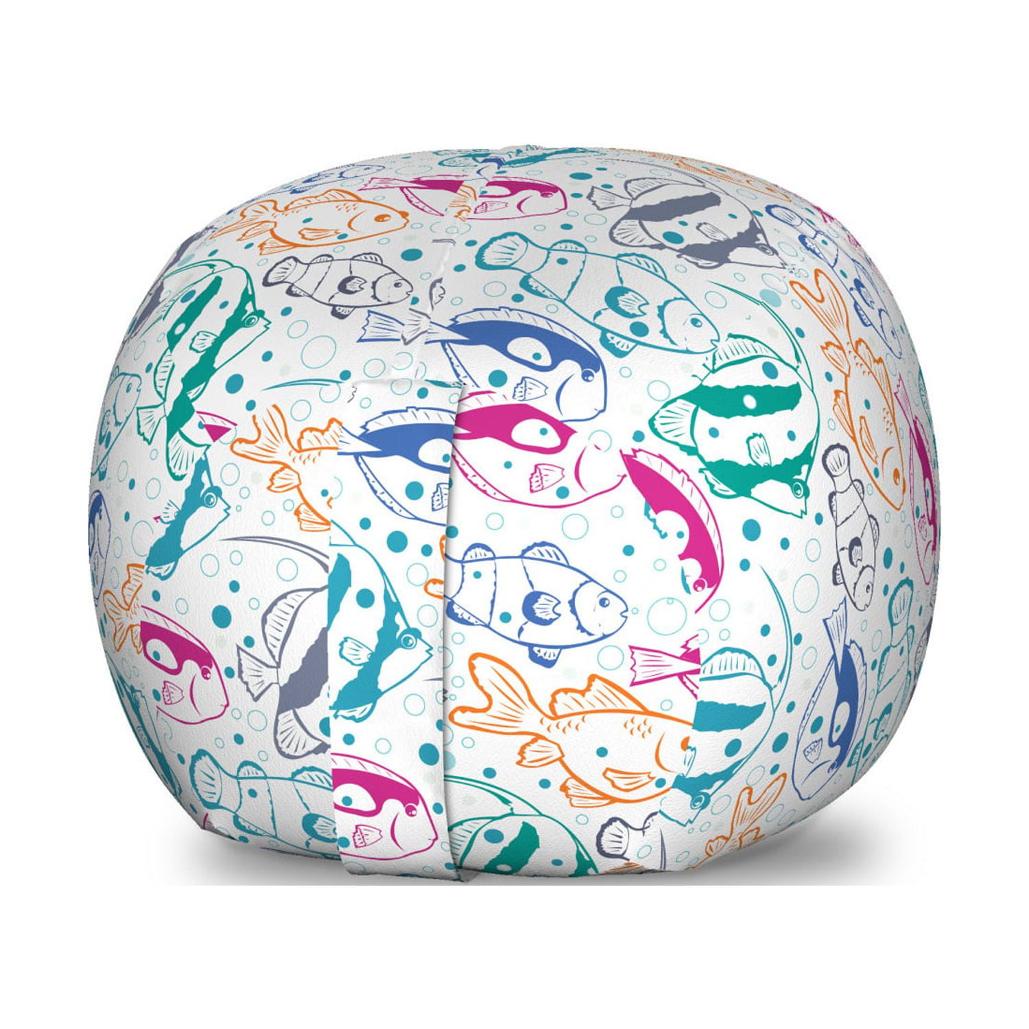 Fish Storage Toy Bag Chair, Marine Design Ocean Animals Underwater Hand ...