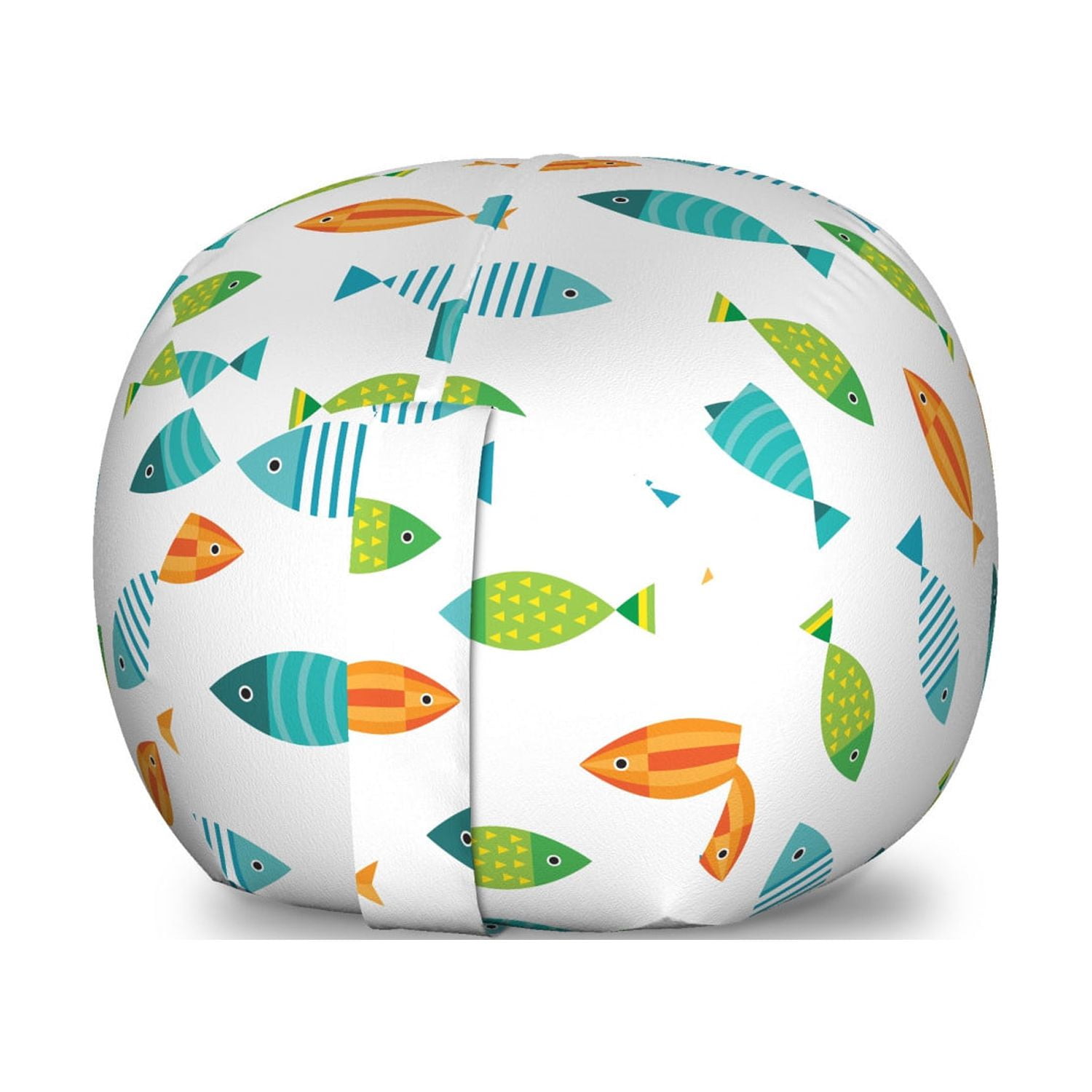 Fish Storage Toy Bag Chair, Nautical Seascape Underwater Elements in ...
