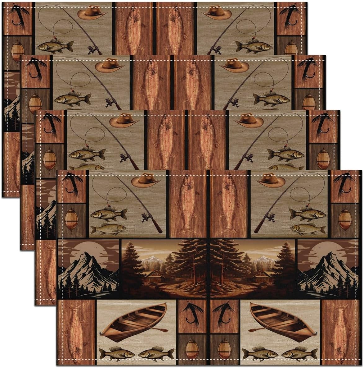 Fish Table Place Mats for Smoky Mountain Placemats Fish Hook Fishing ...