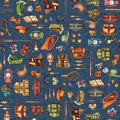 Fish Tails Dark Teal Equipment Cotton Fabric - Walmart.com