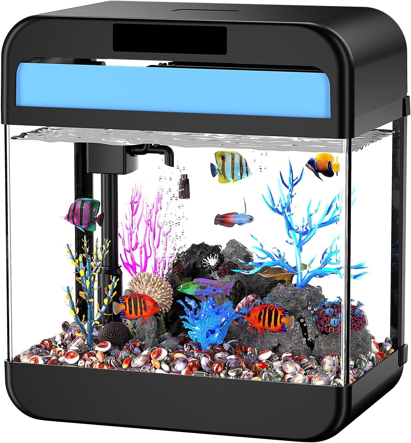 Fish Tank Aquarium 2.2 Gallon with Adjustable 3 Color Light Bead Self ...