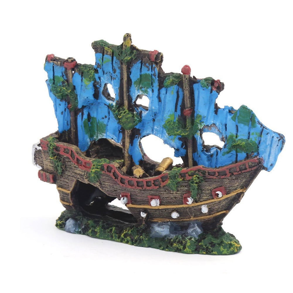 Fish Tank Aquarium Ornament Wreck Sailing Boat Sunk Ship Destroyer ...