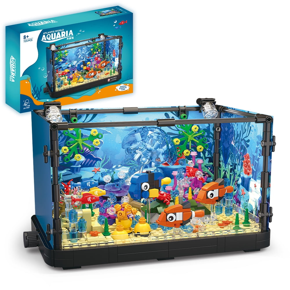 Fish Tank Building Kit with Lights, MOC Marine Aquarium Marine Animal ...