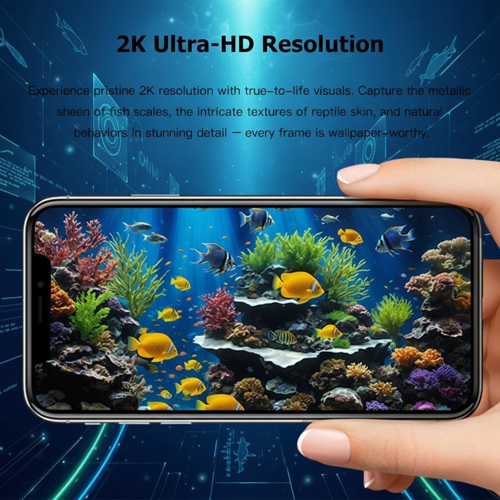 Fish Tank Camera, 2K HD for Aquarium & Reptile Terrarium, 140° Wide ...