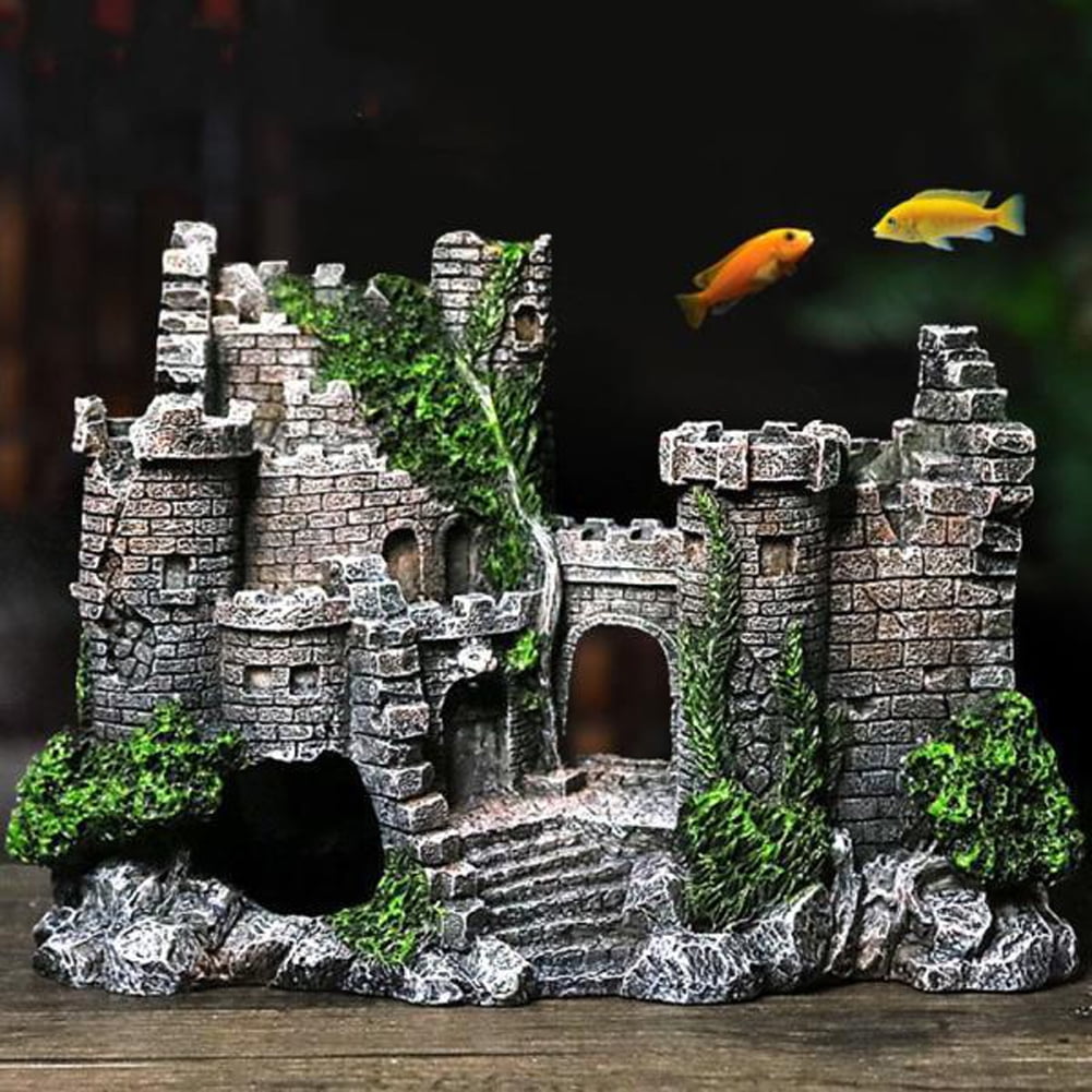 Fish Tank Castle, Ancient Castle Design Resin Aquarium Decoration Cave ...