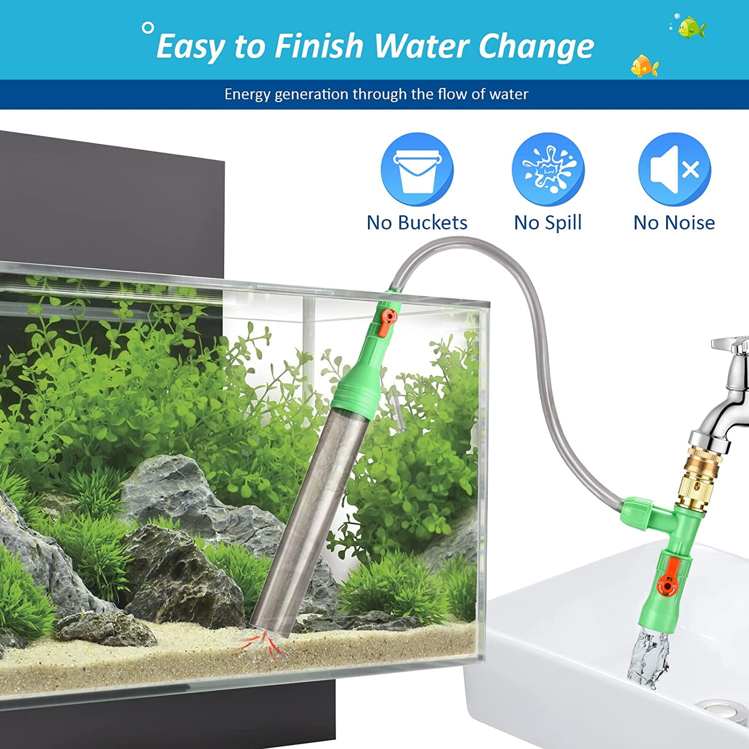Fish Tank Cleaning Tools, Aquarium Water Changer Kit, Siphon Fish Tank ...