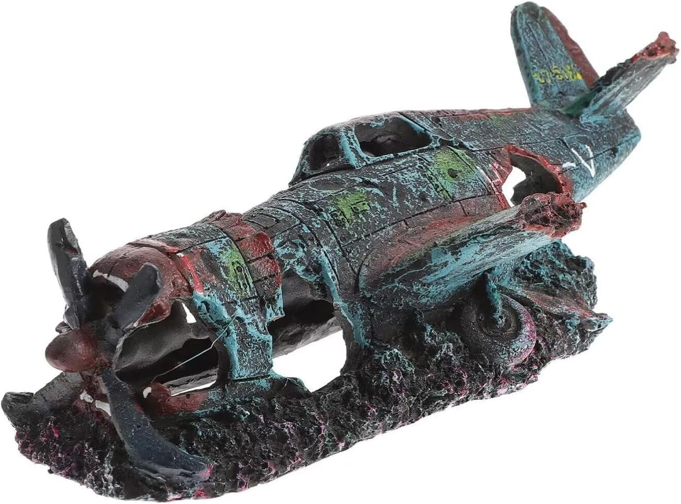 Fish Tank Decoration Fighter Vintage Airplane Ruins Submarine Landscape ...