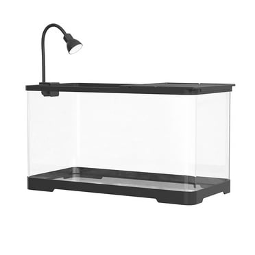 PONDON Fish Tank, 1.7 Gallon Glass Aquarium with Air Pump & LED Light ...