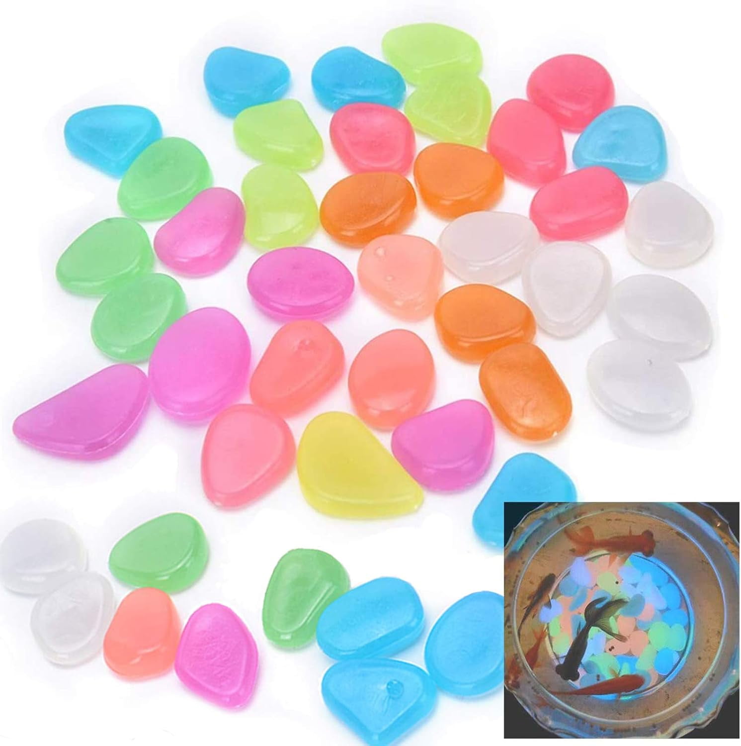 Fish Tank Rocks Glow Blue/Glow in The Dark Pebbles for Garden/Fish Tank ...