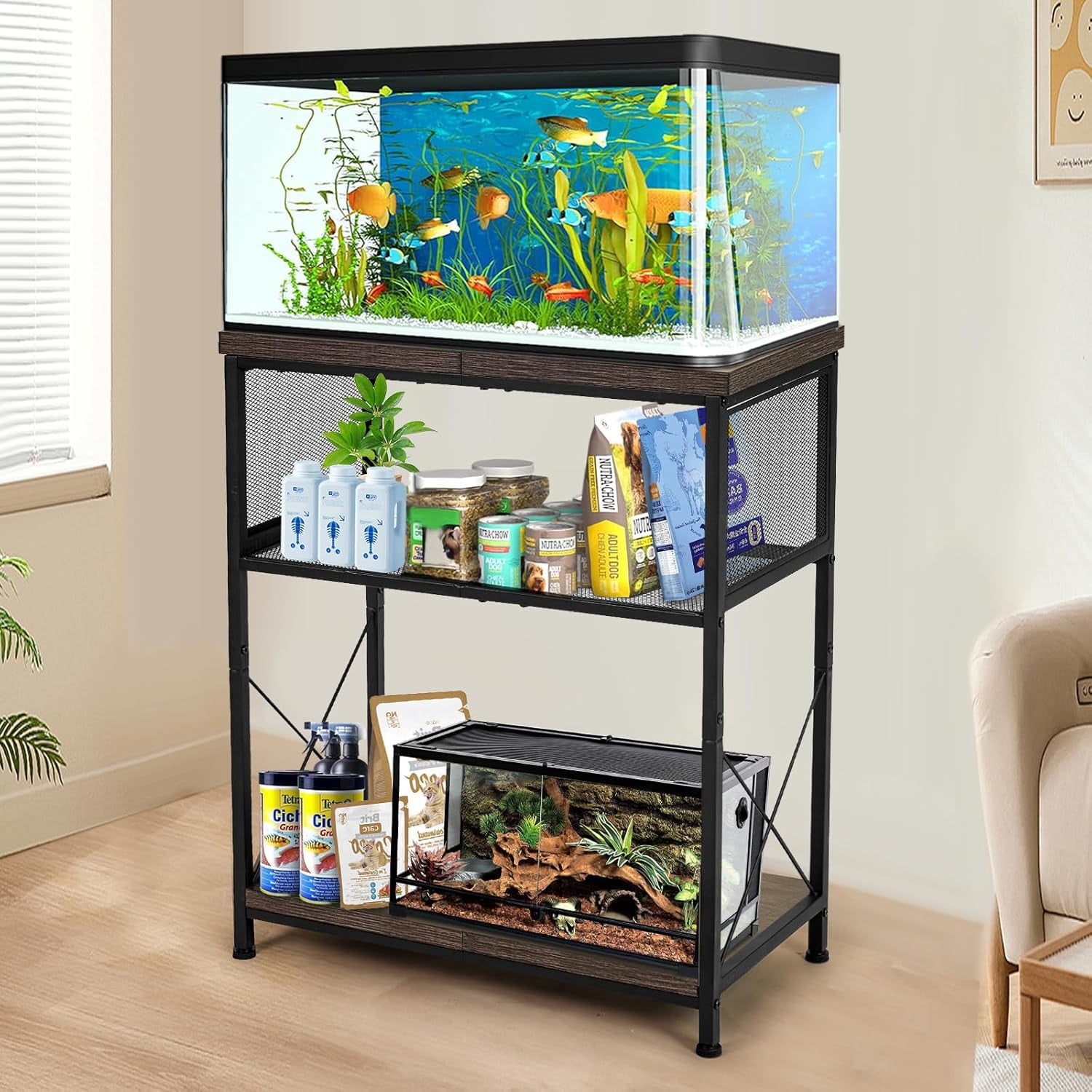 Fish Tank Stand for 10-20 Gallon Aquariums Heavy Duty Adjustable Height ...