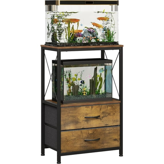 Fish Tank Stand 10 Gallon with 2-Tier Shelf, Aquarium Stand with 2 ...