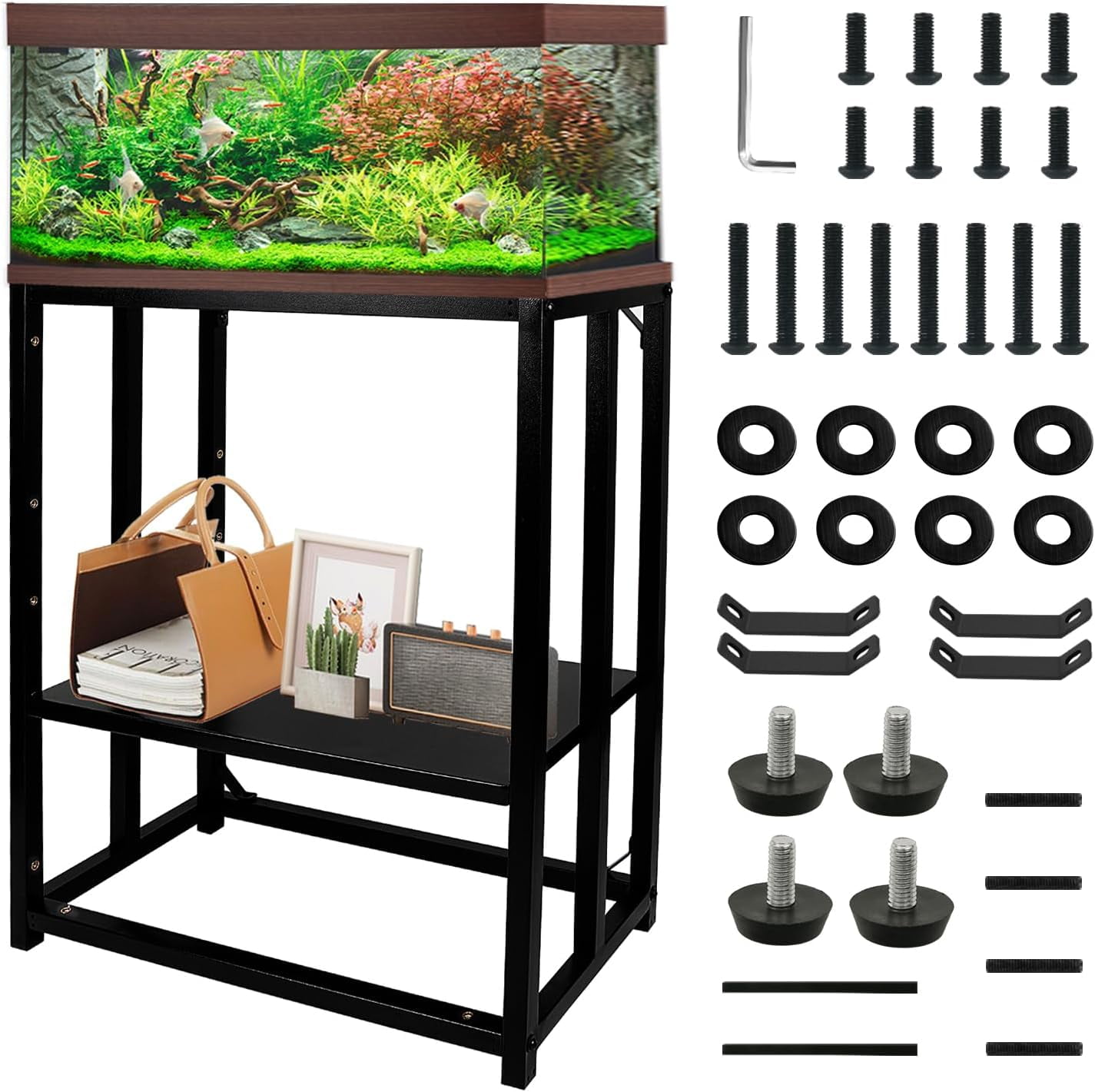 Fish Tank Stand Metal Aquarium Stand 20 Gallon 24.8" x 13" x 30.1 ...