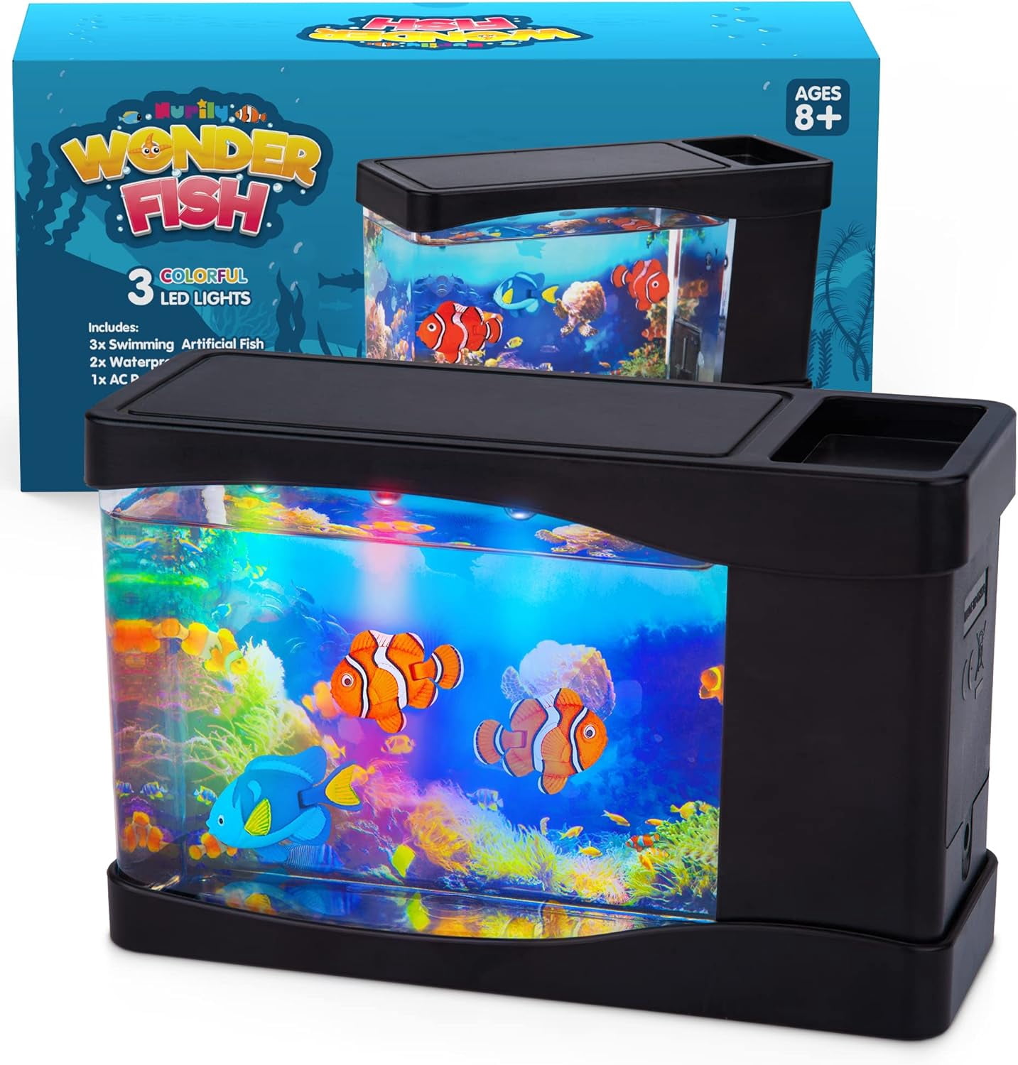 Fish Tank Virtual Ocean Toy in Motion Lamp - Mini Office Desk Aquarium ...