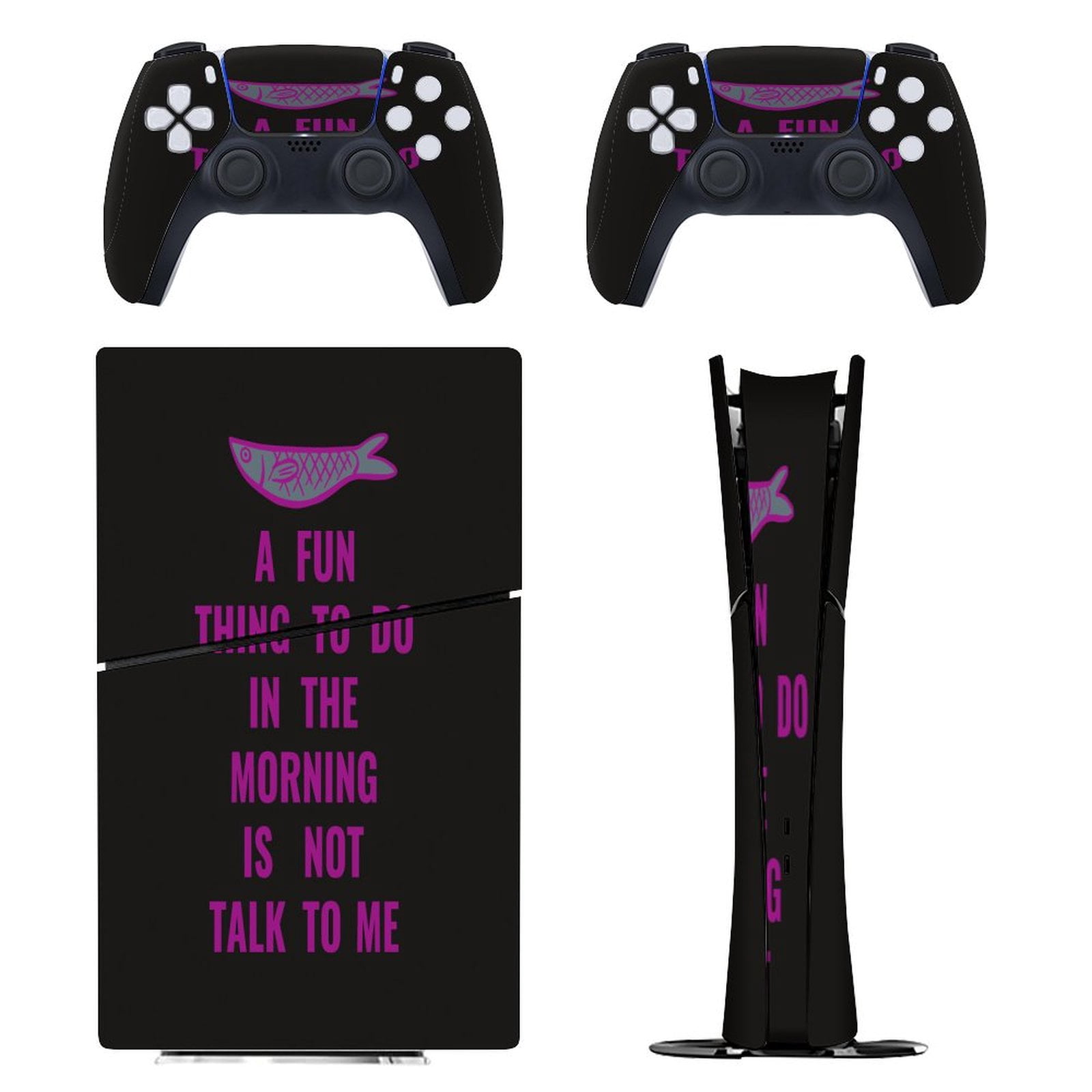 Fish - Text - T-shirt - Don't Talk to Me - Black - Purple PS5/PS5 Slim ...