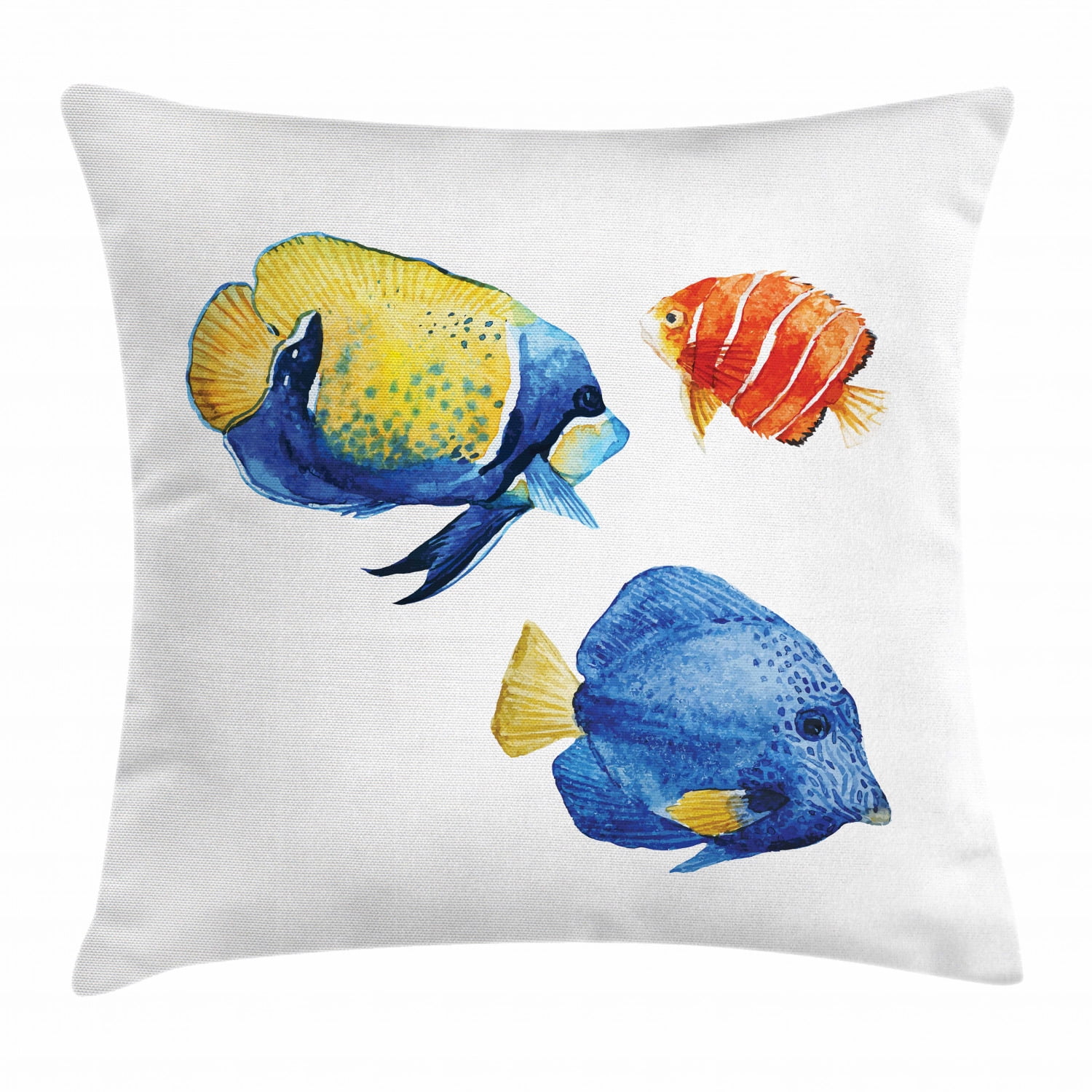 Fish Throw Pillow Cushion Cover, Tropical Aquarium Life Discus Fish and ...