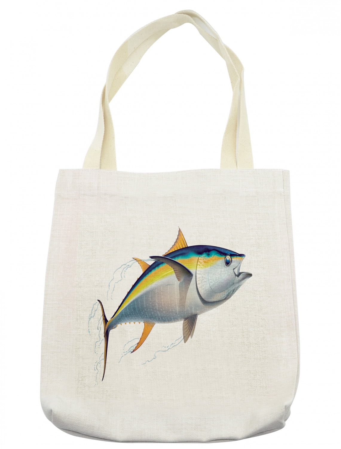 Fish Tote Bag, Yellowfin Tuna Realistically Illustrated Shadows and ...