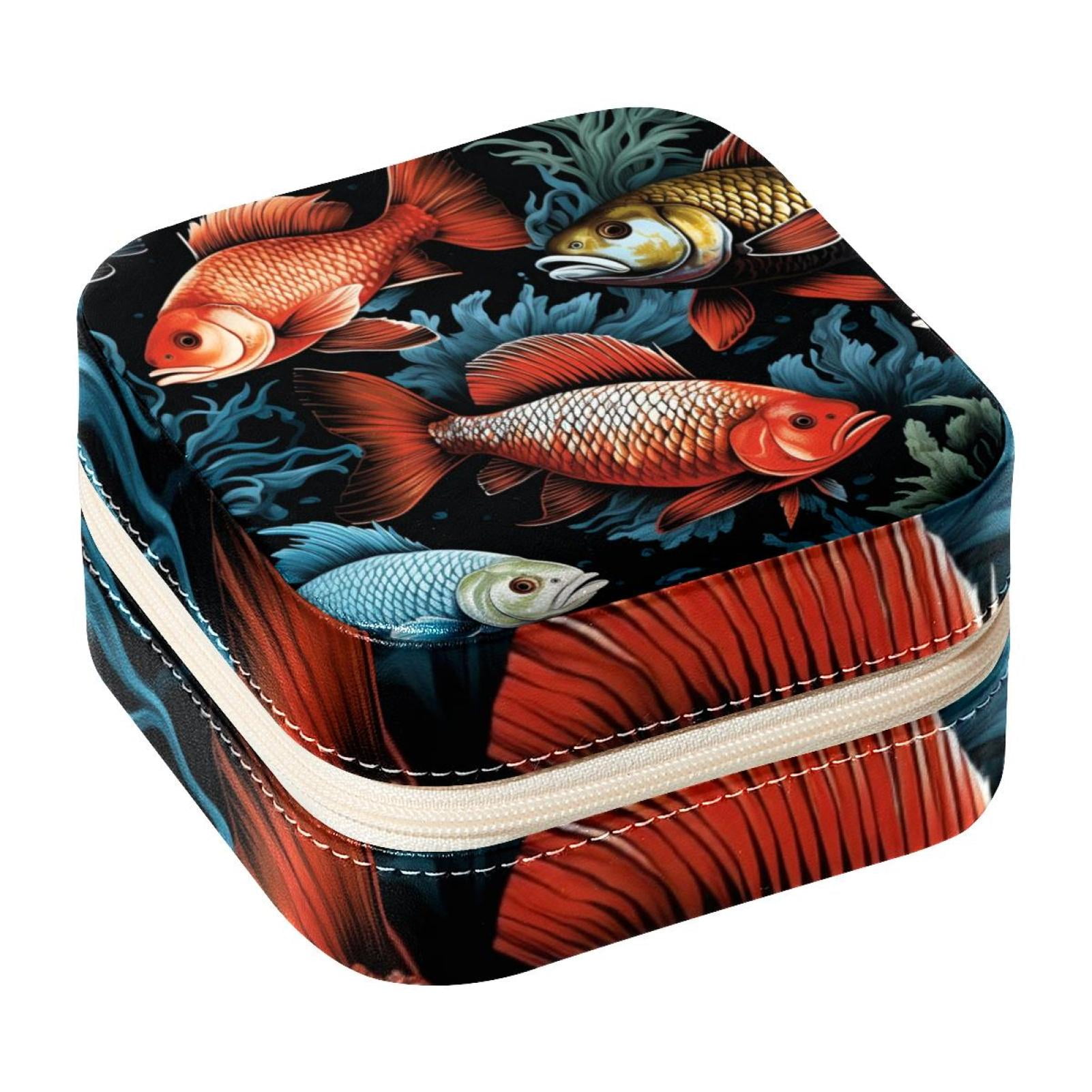 Fish Travel Portable Square Jewelry Box for Rings, Earrings, Necklaces ...