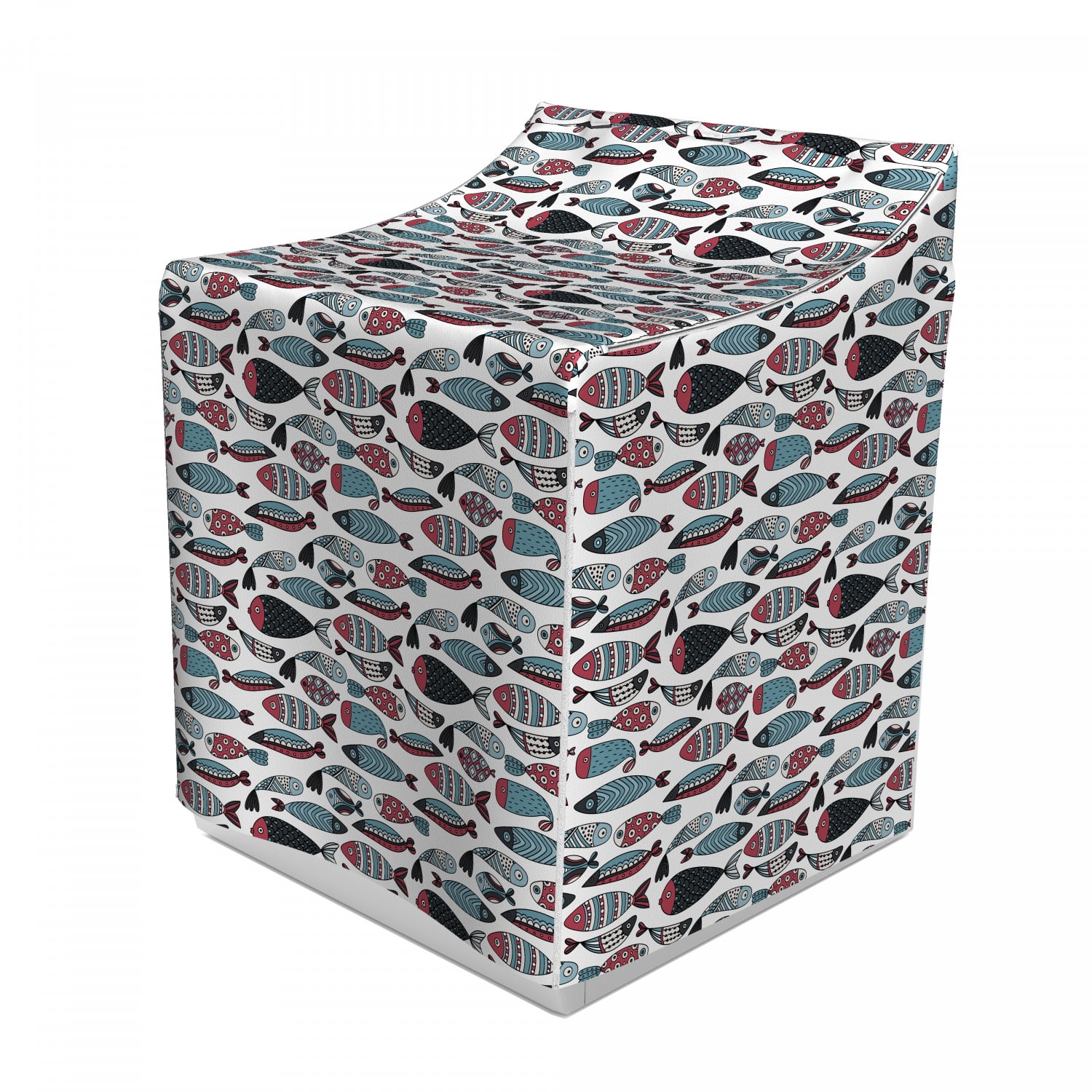 Fish Washer Cover, Sketch Under the Sea Creatures with Ornate Scales ...