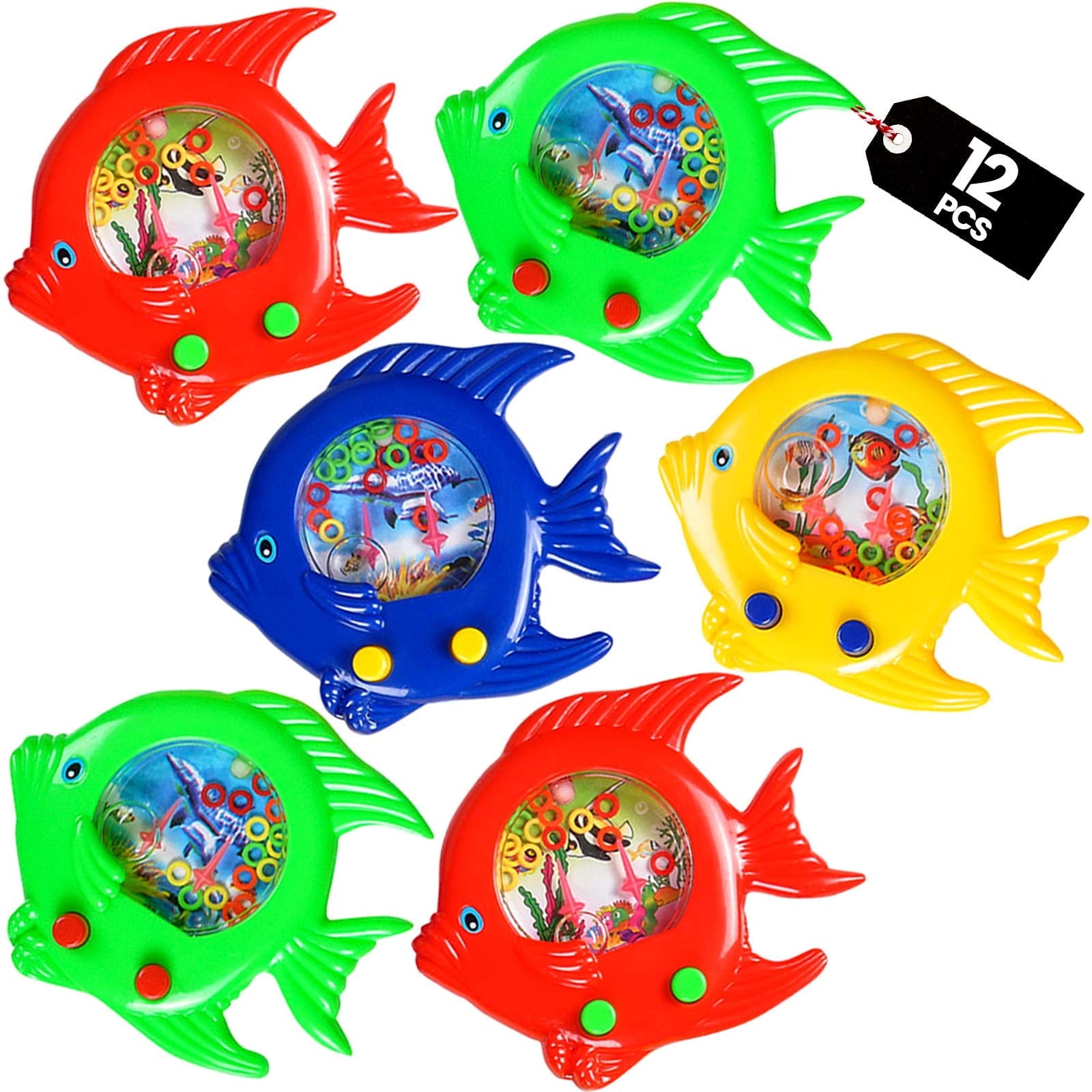 Bedwina Fish Water Ring Toss Game Pack of 12, 5-Inch Water Ring Toy for ...