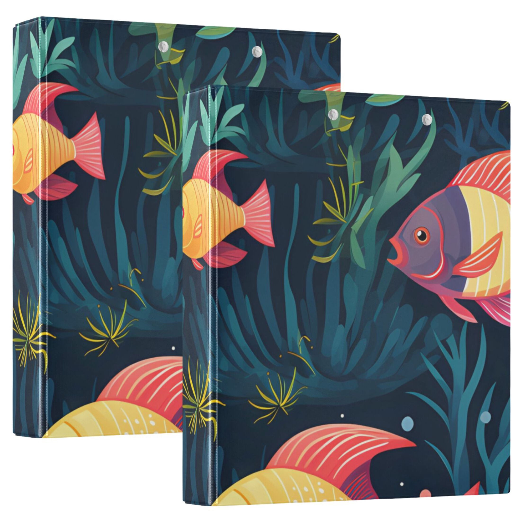 Fish Waterweeds 3 Ring Binders 1.5 inch Hardcover File Folders with ...
