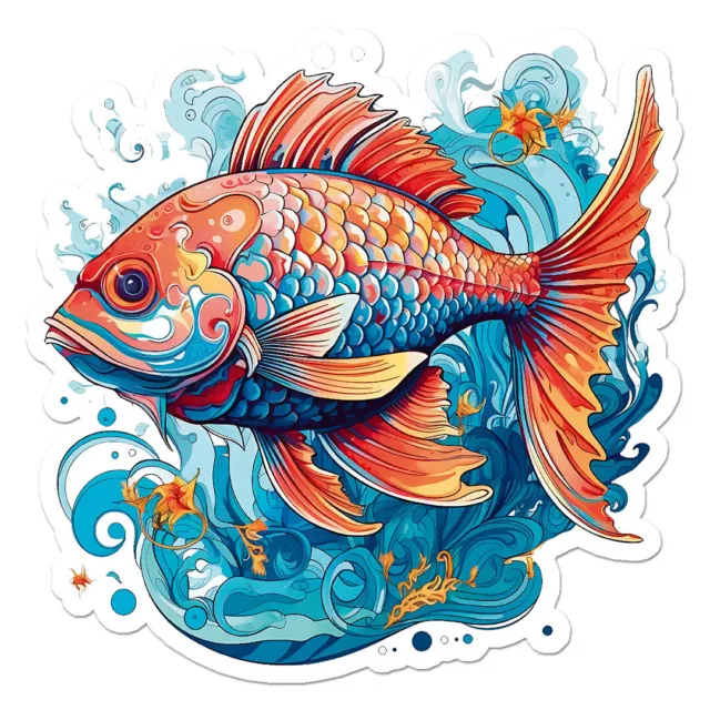 Fish Waves Splash Sticker Phone Decal Water Bottle Stickers Car Decals ...