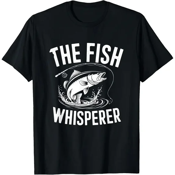 Fish Whisperer Jumping Fish Graphic for Angler Men Short Sleeve T-Shirt ...