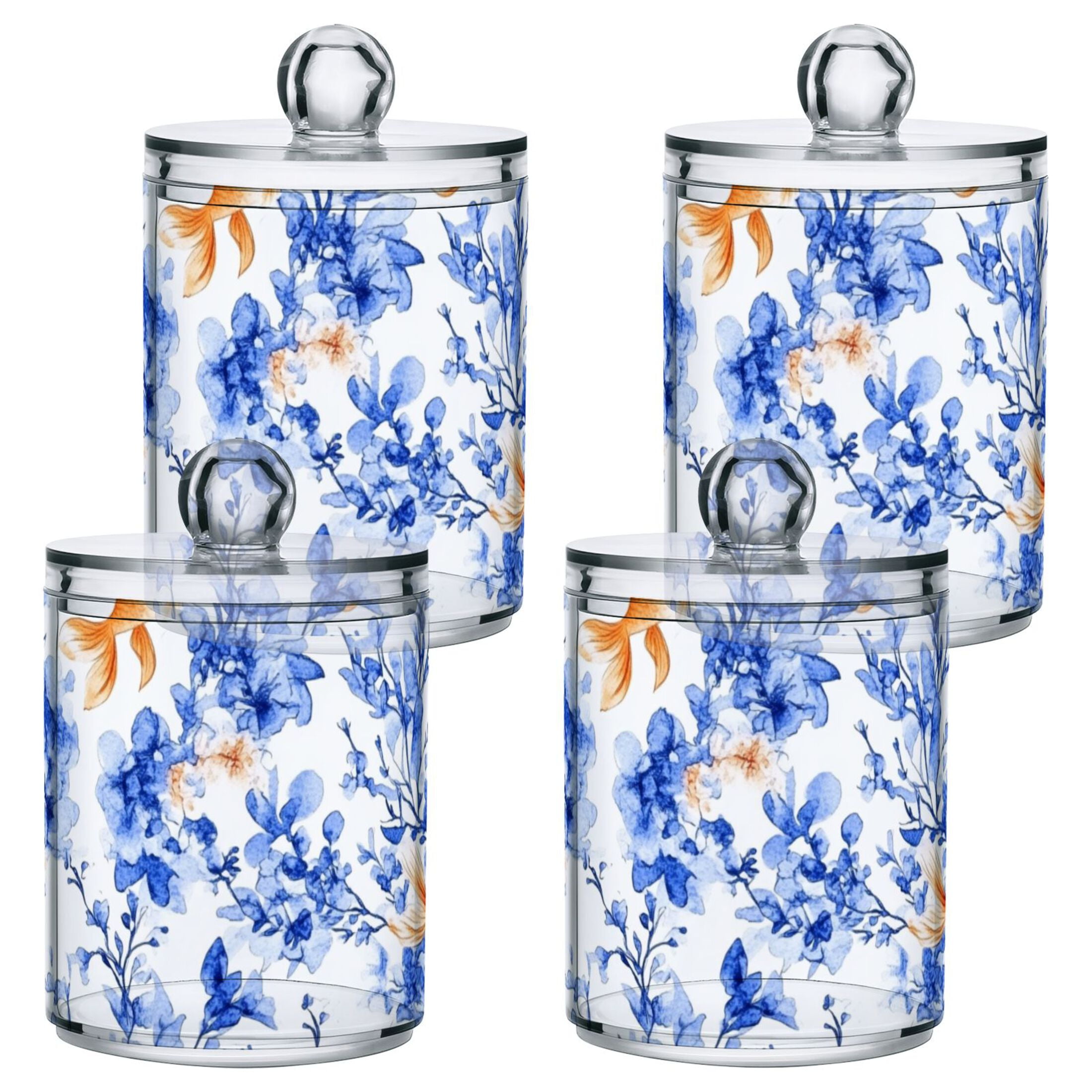 Fish and Coral Bathroom Canisters Set of 4 Translucent Plastic Storage ...