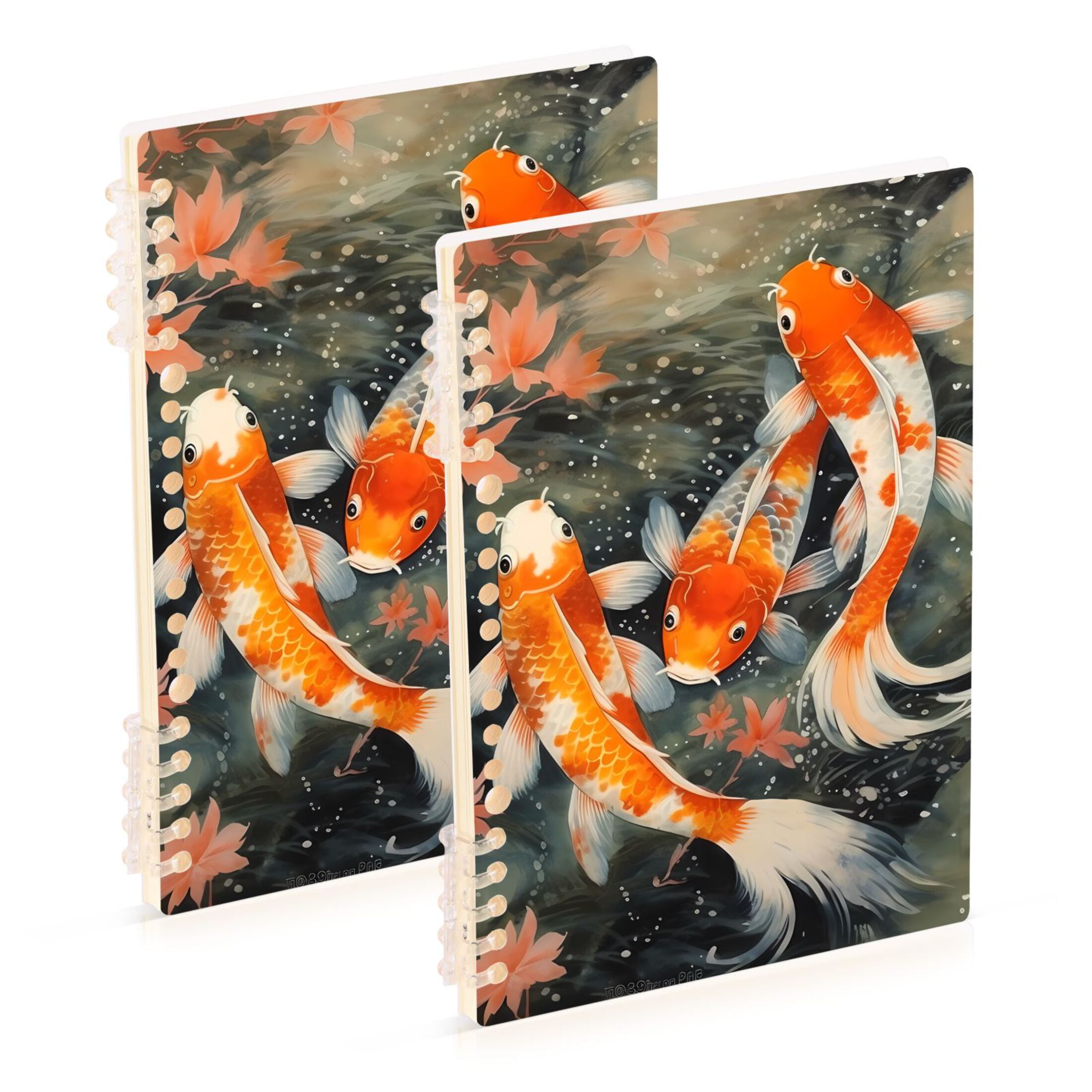 Fish and Leaves Ring Binder Notebook Journey Note Diary College Ruled ...