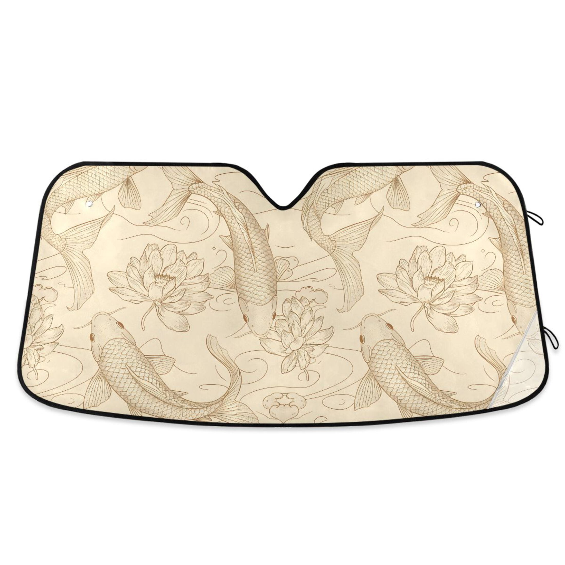 Fish and Lotus Flower Car Windshield Sun Shade Foldable Car Front ...