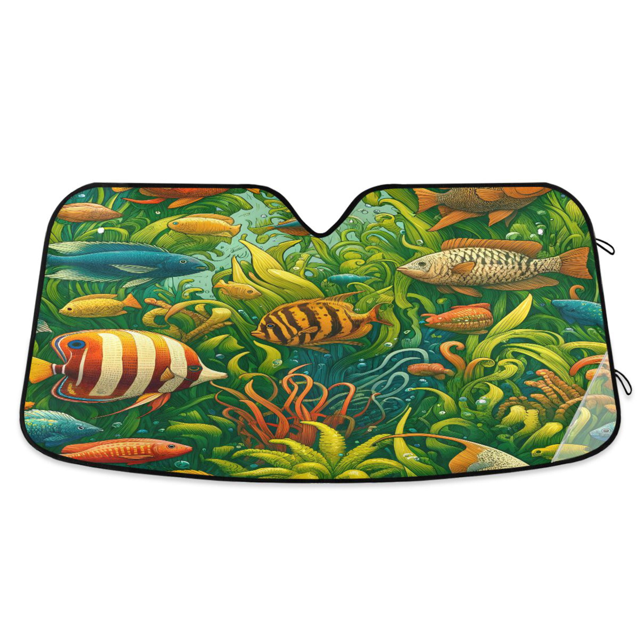 Fish and Seaweeds Car Windshield Sun Shade Foldable Car Front Window ...