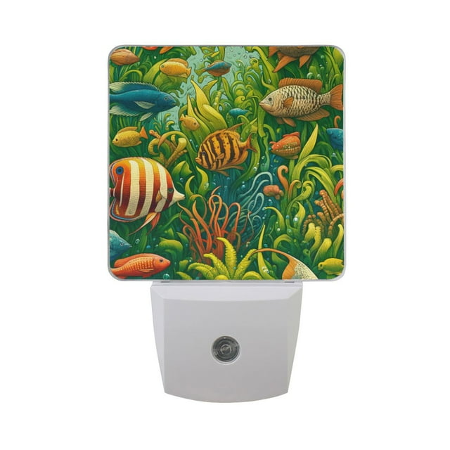 Fish and Seaweeds Night Light 2 Pack LED Nightlight Plug into Wall Dusk ...