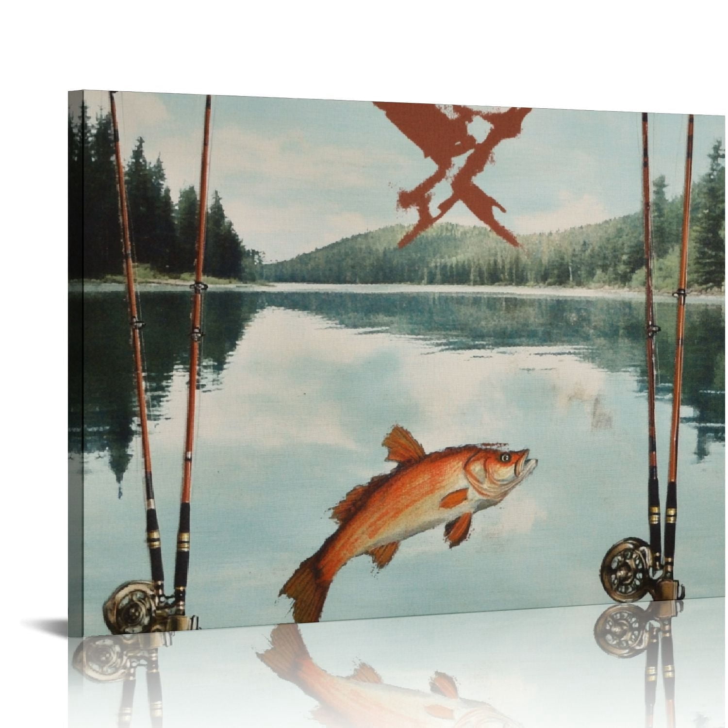 Fish fishing lake Canvas Canvas Wall Art Living Room Bedroom Home ...