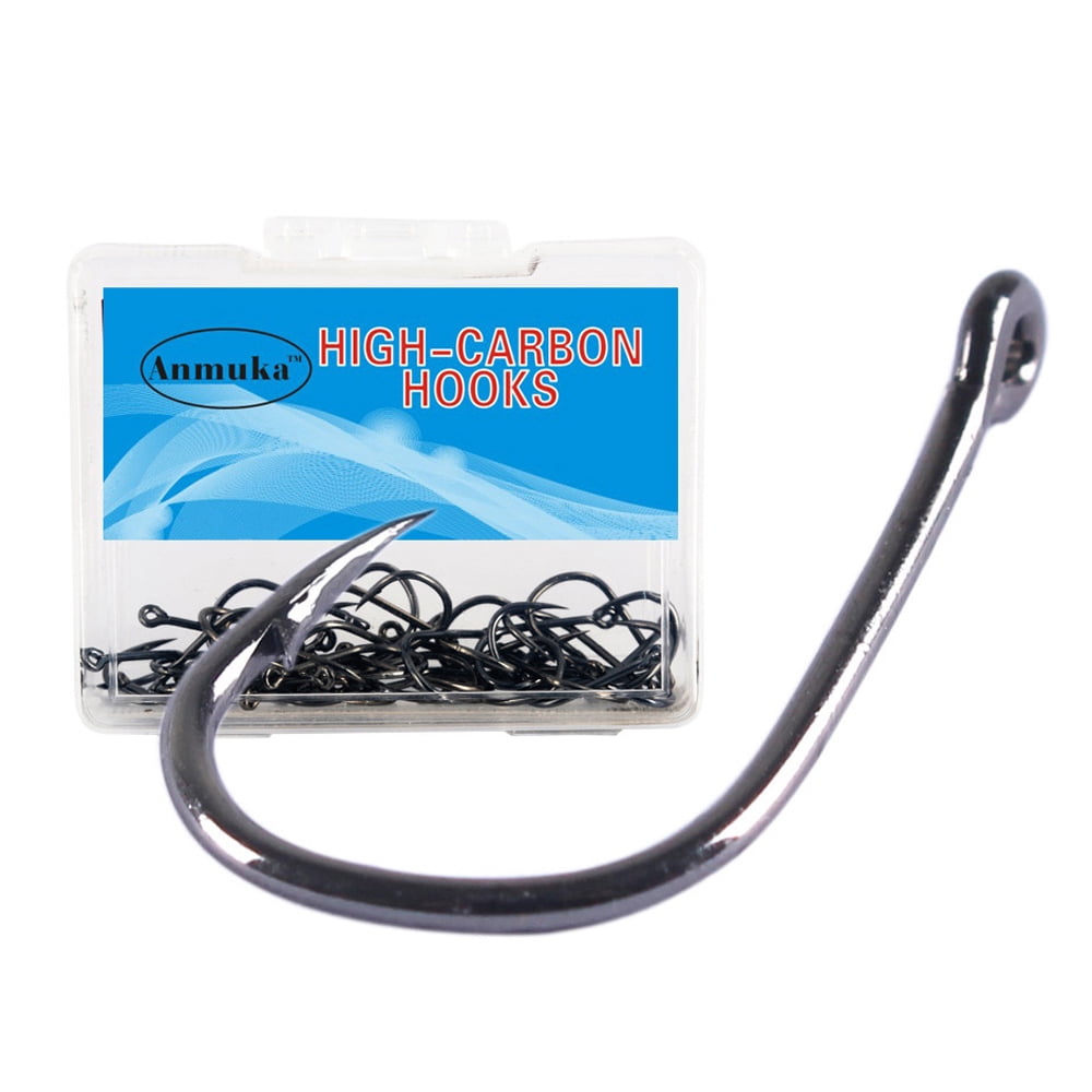 Fish hooks,Saltwater Freshwater Carbon Fish 100pcs Barbed Saltwater ...