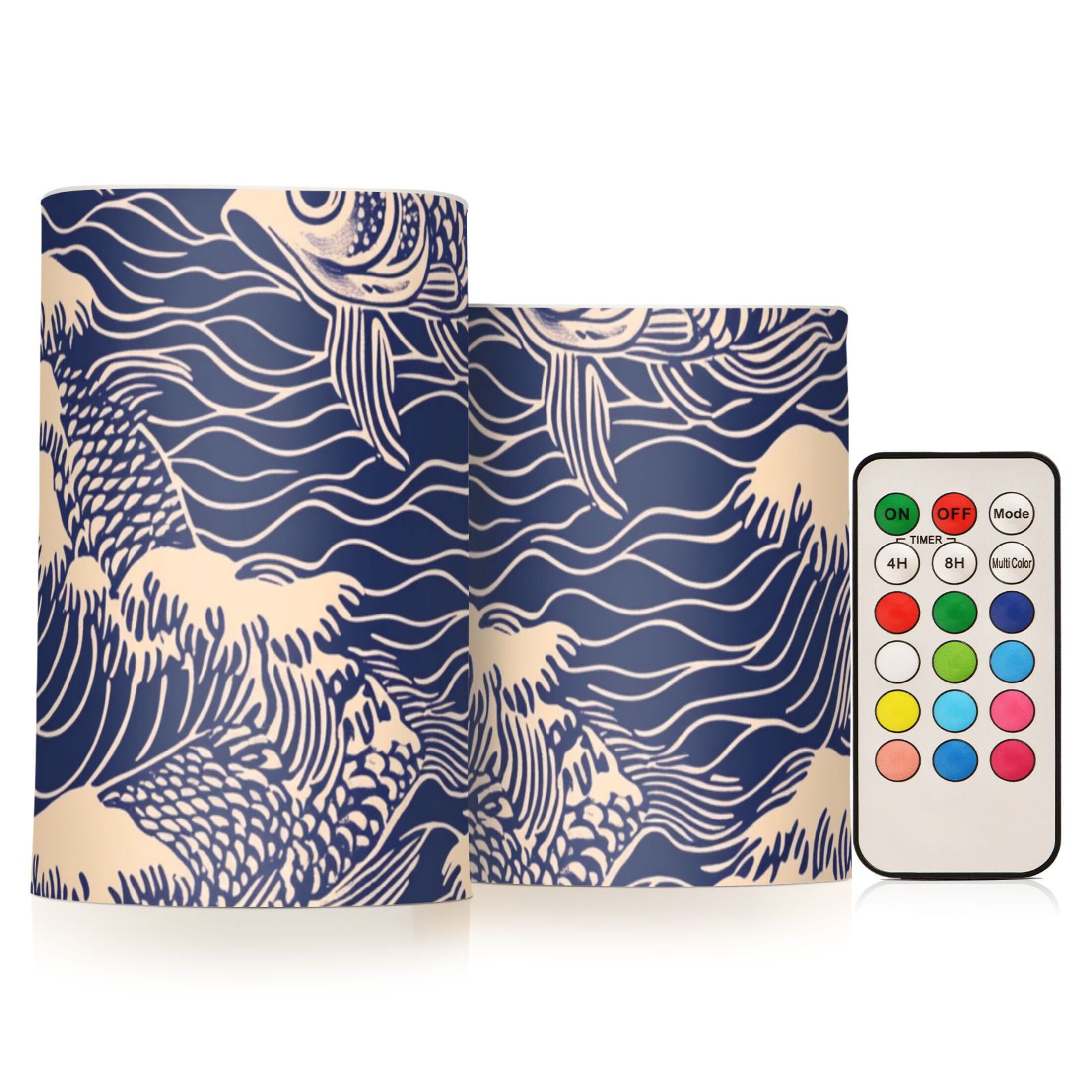 Fish in Waves Flickering Flameless Candles Battery Operated with Remote ...