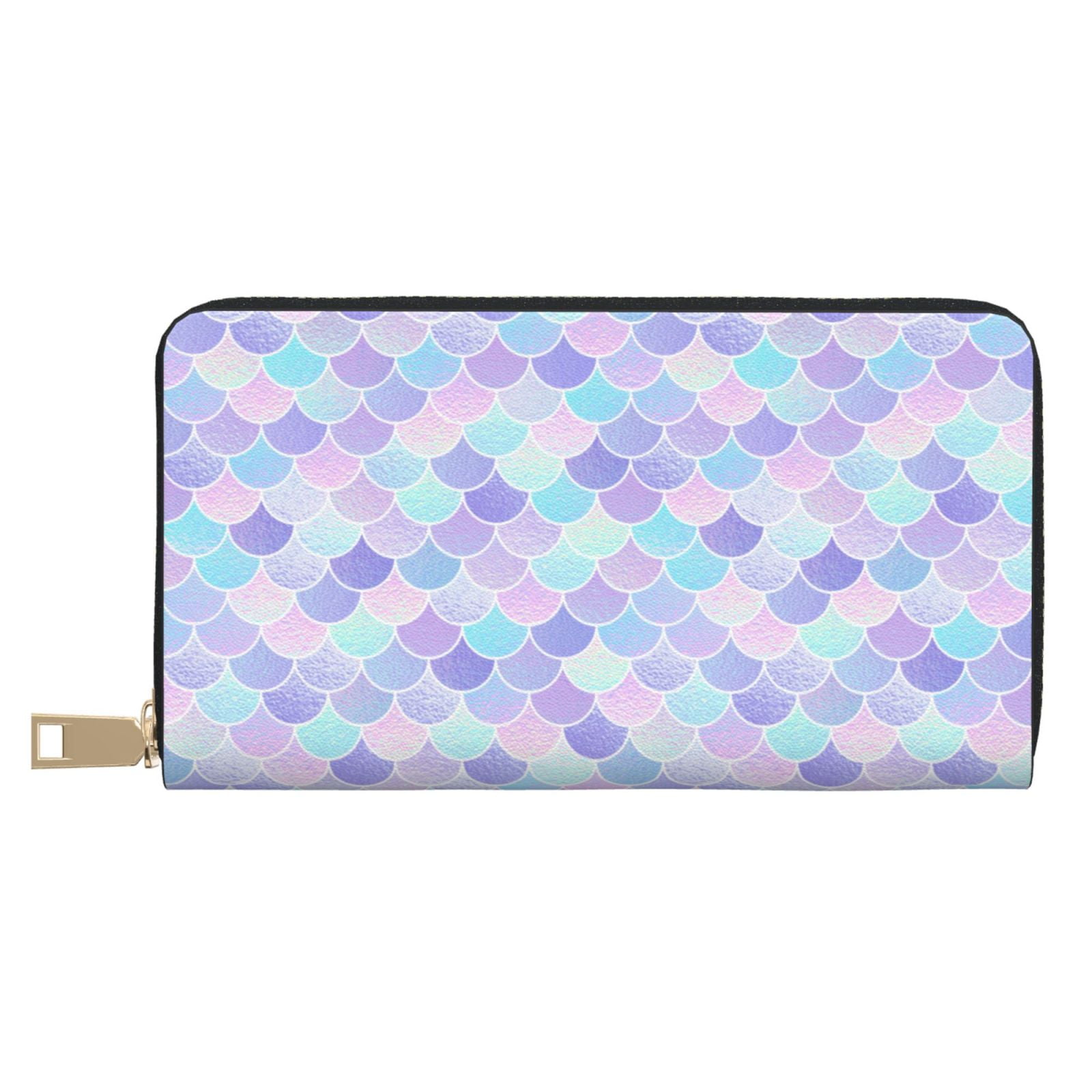 Fish scales watercolor texture Wallet Women, Leather Bifold Multi Card ...