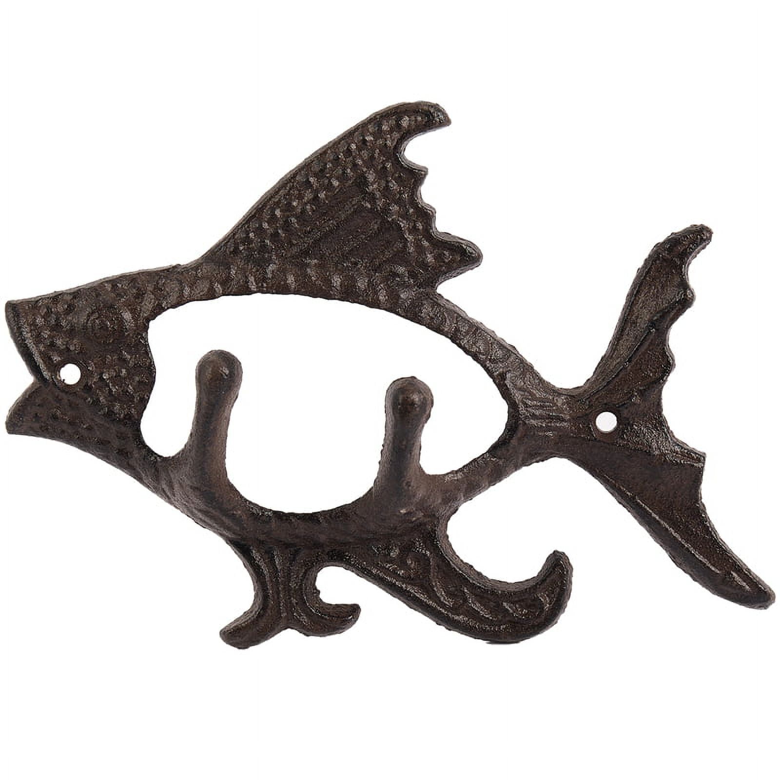 Fish with Two Hooks Ocean Series Cast Iron Wall Hook Wall Mount towel ...